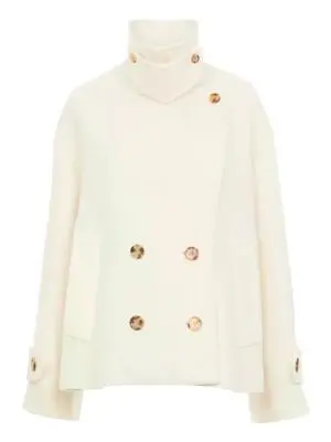 Chloé Double-breasted High-neck Coat - Neutrals