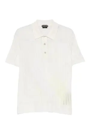TOM FORD Ribbed-knit Short-sleeve Polo Shirt - Neutrals