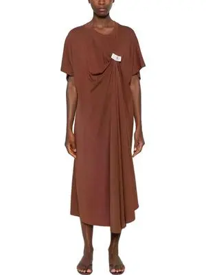 MAISON MARGIELA Draped Logo Midi Dress - Brown
