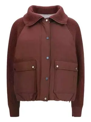 Brunello Cucinelli Padded Knitted-sleeve Jacket - Red