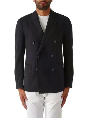 LARDINI Double-breasted Peak-lapels Blazer - Blue