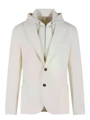Eleventy Beige Wool Detachable Hood Single-breasted Jacket - Neutrals