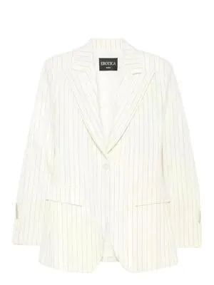 DONDUP Pinstripe Peak Lapel Blazer - Neutrals