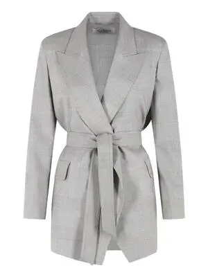 Max Mara Prince Of Wales Wool Blazer - Grey