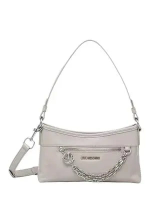 Moschino Logo Lettering Chain Detail Shoulder Bag - Grey