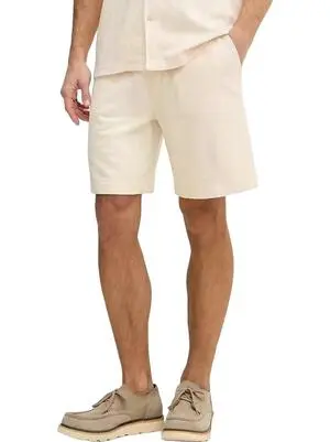 Guess Slub Texture Logo Plaque Shorts - Neutrals