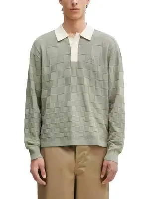 Filling Pieces Rugbycheckerboard-knit Long-sleeve Sweatshirt - Grey