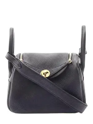Hermès Mini Lindy Shoulder Bag In Calf Leather - Black