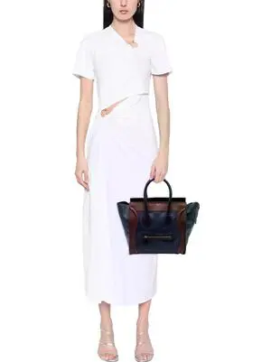Celine Mini Tricolor Leather Luggage Tote Bag - Blue