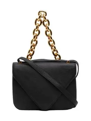 Bottega Veneta Small Leather Mount Envelope Chain Bag Satchel - Black