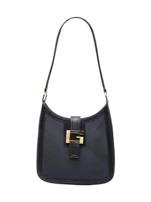 Gucci Bicolor Canvas And Calfskin Shoulder Bag - Grey