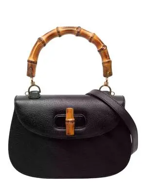 Gucci Grained Calfskin Bamboo Night Satchel - Black