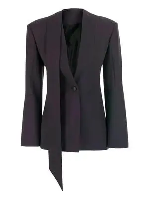 Attico The Attico Single-Breasted Blazer With Scarf Detail Brown