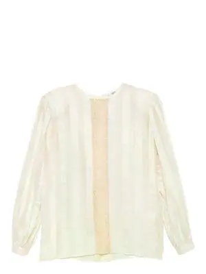 Valentino Garavani 1980s Striped Lace Blouse - Neutrals