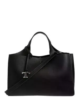 TOD'S Small T Timeless Leather Tote Bag - Black