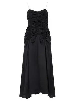Khaite Maxi Raina Ruched Silk Dress - Black