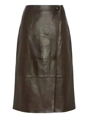 YVES SALOMON Yves Salomon Leather Panel Midi Skirt