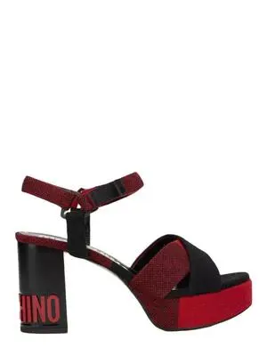 Moschino Check-pattern Logo Detail Platform Sandals - Red