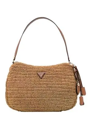 Guess Ofelia Woven Logo-plaque Shoulder Bag - Neutrals