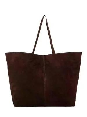 VICOLO Large Suede Tote Bag - Brown