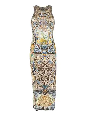 Camilla Embellished Leopard Print Maxi Dress - Neutrals