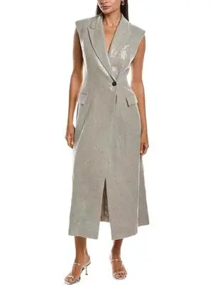 Brunello Cucinelli Sequin-embellished Tailored Dress - Grey