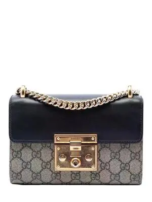Gucci Gucci Small GG Supreme Padlock Crossbody Bag Black