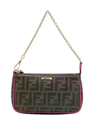 Fendi Zucca Spalmati Chain Pochette Shoulder Bag - Brown