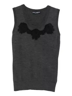 Dolce & Gabbana 1990s Lace Detail Tank Top - Grey