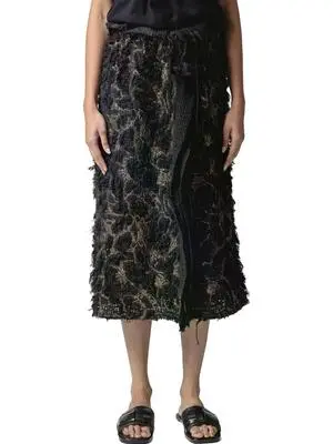MULLER OF YOSHIOKUBO Filigree Fringed Midi Skirt - Black
