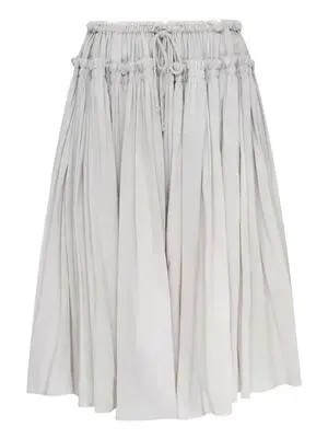 GLOWNY Lace-trim Gathered Midi Skirt - Grey