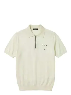 TOMBOLINI Quarter-zip Logo-embroidered Polo Shirt - Neutrals