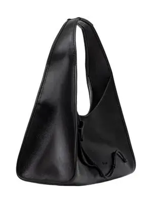 POLLINI Grained Tote Bag With Calla Flower Appliqu - Black