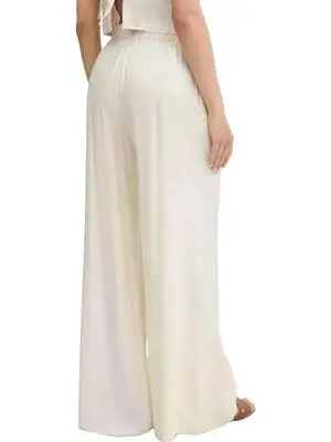 Guess Wide-leg Trousers With Logo Patch - Neutrals