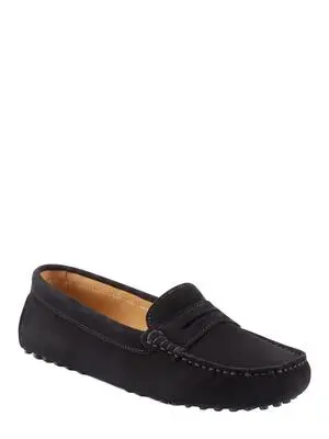 MENINA STEP Oporto Suede Moccasin Loafers - Black