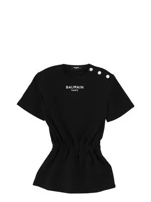 Balmain Short Sleeve Crewneck Dress - Black