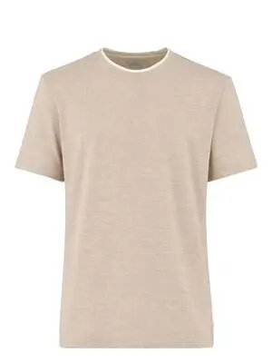 Eleventy Contrast Trim Short Sleeve T-shirt - Nude