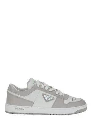 Prada Downtown Leather Two-tone Sneakers - Gray