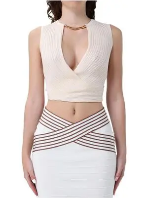 Elisabetta Franchi Ribbed Wrap Knitted Top - Multicolor