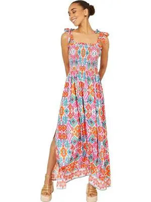 YUMI Ikat Print Maxi Sun Dress - Multi