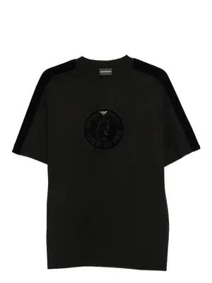 Emporio Armani Velvet-panel T-shirt - Black