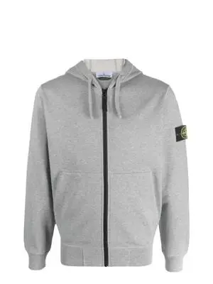 Stone Island Compass Motif Cotton Hoodie - Grey
