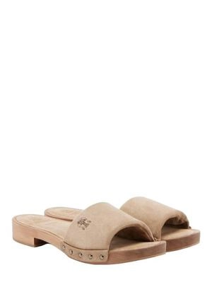Brunello Cucinelli Brunello Cucinelli Suede Clogs With Wooden Soles Nude