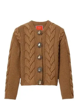 La DoubleJ Portrait Cable Knit Cardigan - Brown