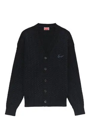 Kenzo Signature Cable Knit V-neck Cardigan - Black