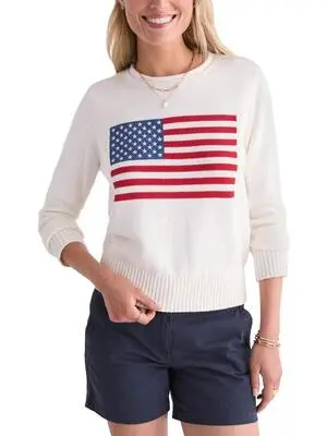 Vineyard Vines Katie Cotton Americana Rollneck Sweater - White Cap