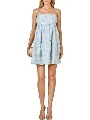 Endless Rose Floral Jacquard Mini Dress - Blue Multi