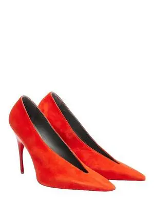 Balenciaga Suede Stiletto Pumps - Red