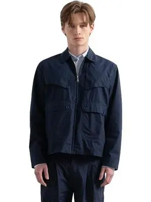 EDMMOND STUDIOS Long Sleeve Utility Zip Jacket - Plain Navy