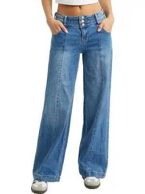 YMI Bella Wide Leg Triple Waist Jeans - Medium Blue